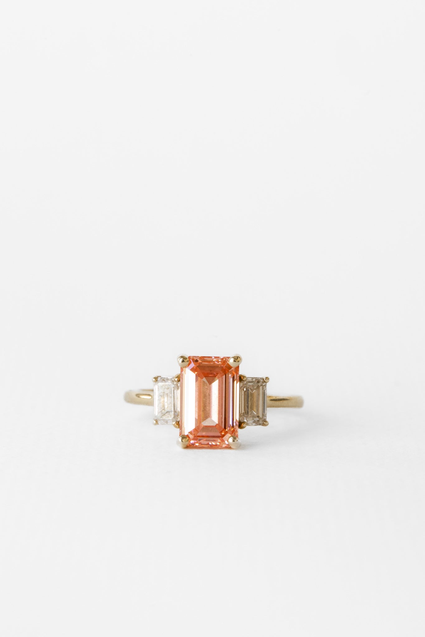 Pink Diamond Three-Stone – June Rings