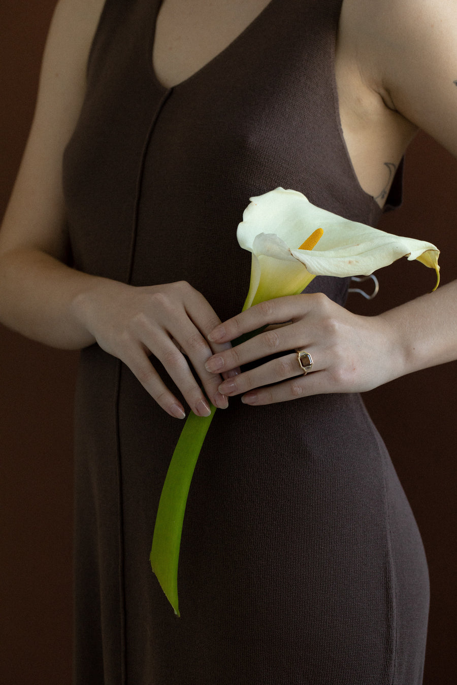 Rustic Amber Diamond Three-Stone – June Rings