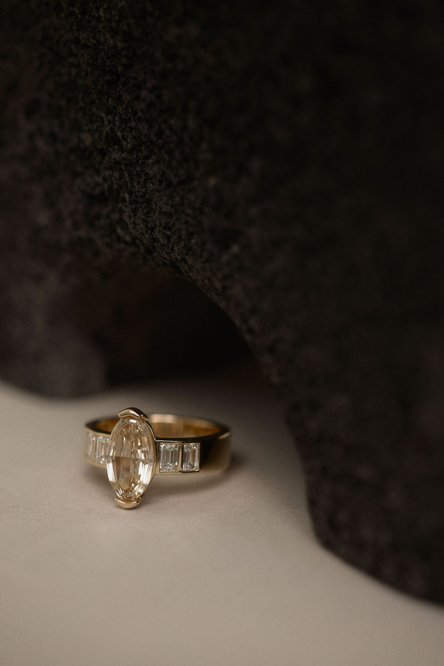 Geo Cut Oval with Emerald Accents || OAK – June Rings