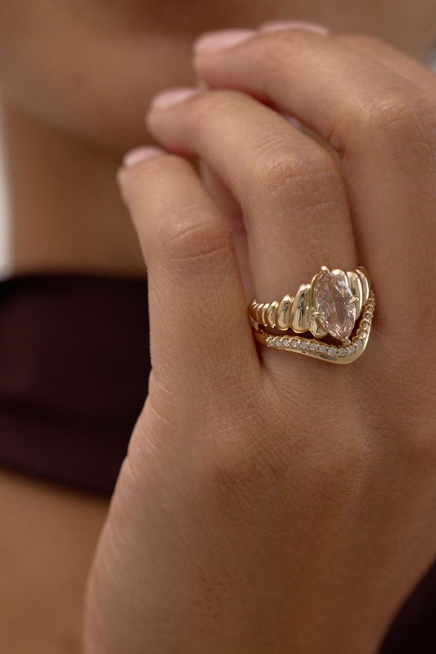 Weave | Rose Cut Champagne Marquise – June Rings