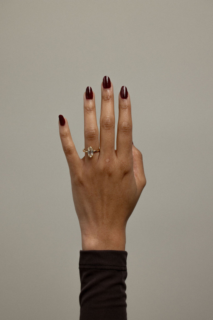 Antique Cut Champagne Moval Solitaire – June Rings